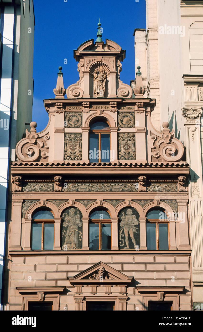 Sgraffito facade on building on Vaclavske Namesti or Wenceslas Square ...