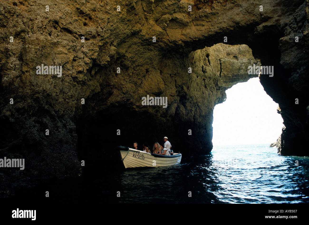 Lagos Portugal inside the rock Caverns Stock Photo - Alamy