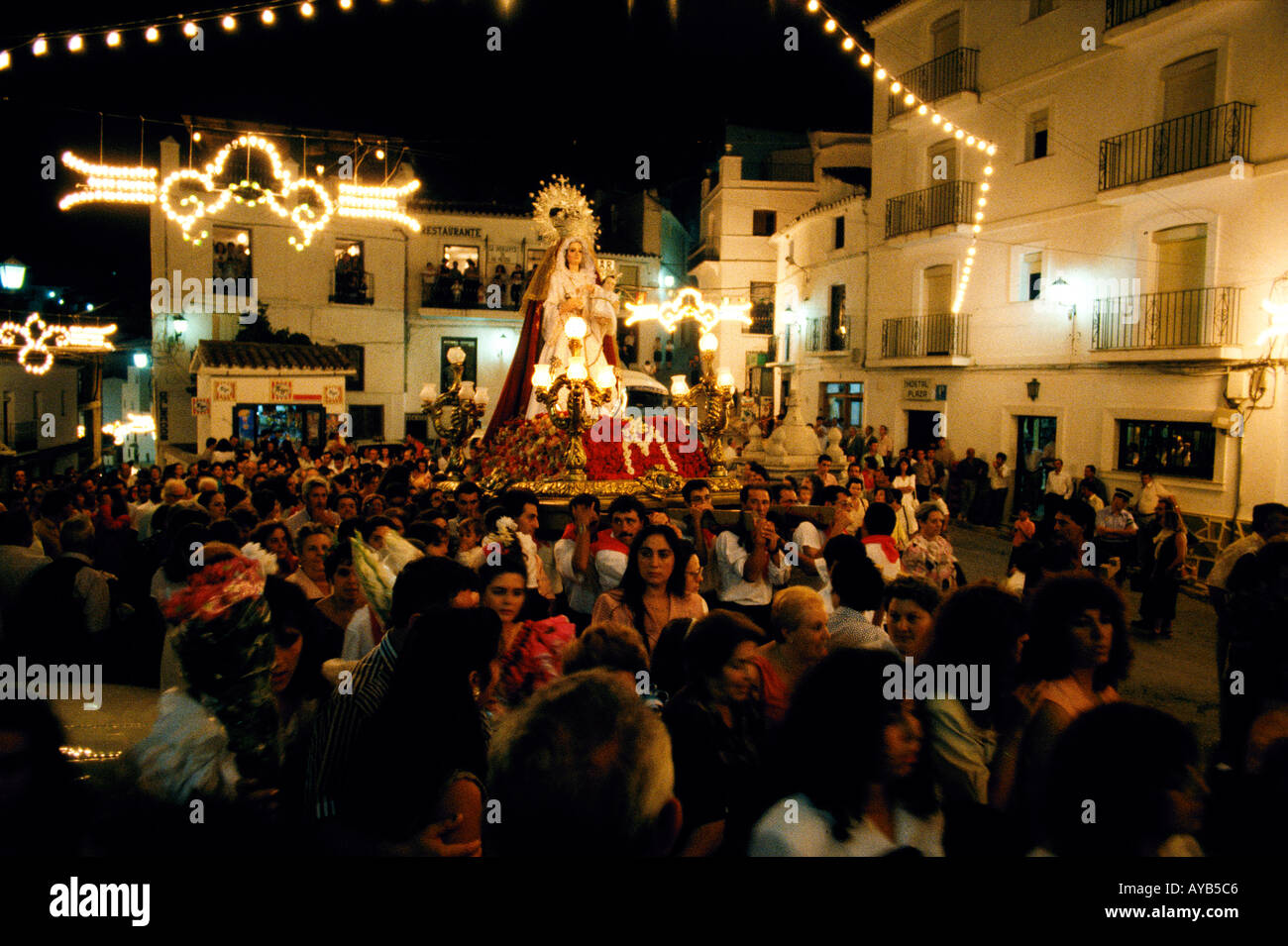 Easter religious procession at the village of Casares in Andalucia ...