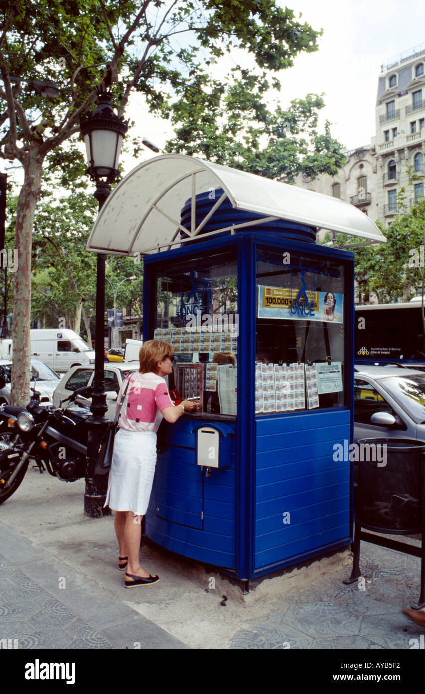 ONCE Lottery kiosk in Barcelona where tickets for national Lottery are ...