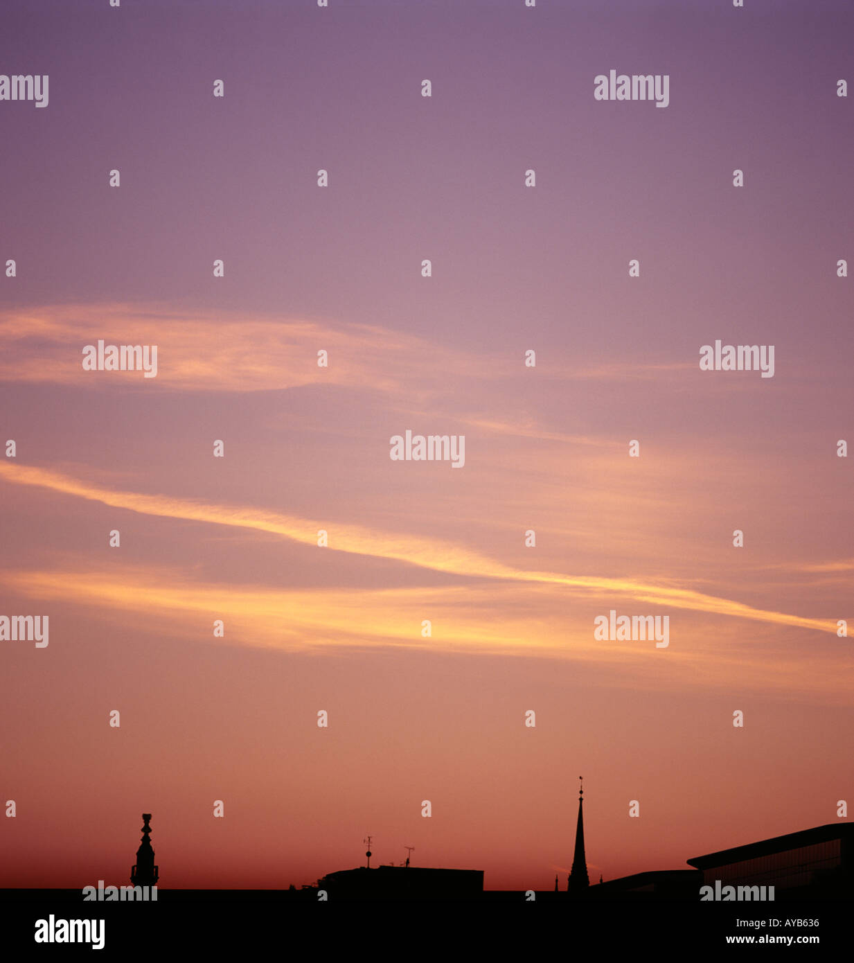 High banding clouds at Sunset Stock Photo - Alamy