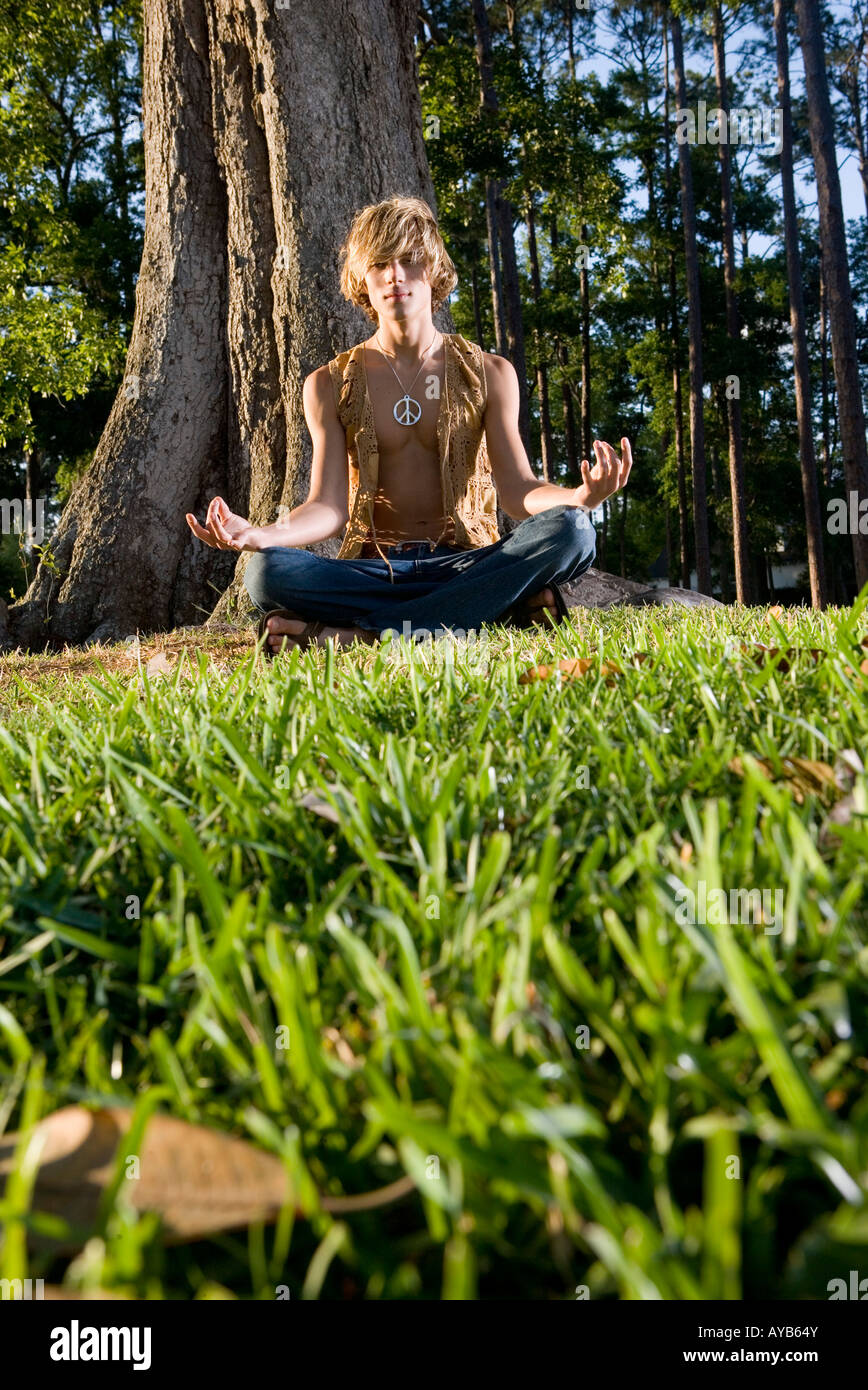 Hippy man denim vest hi-res stock photography and images - Alamy