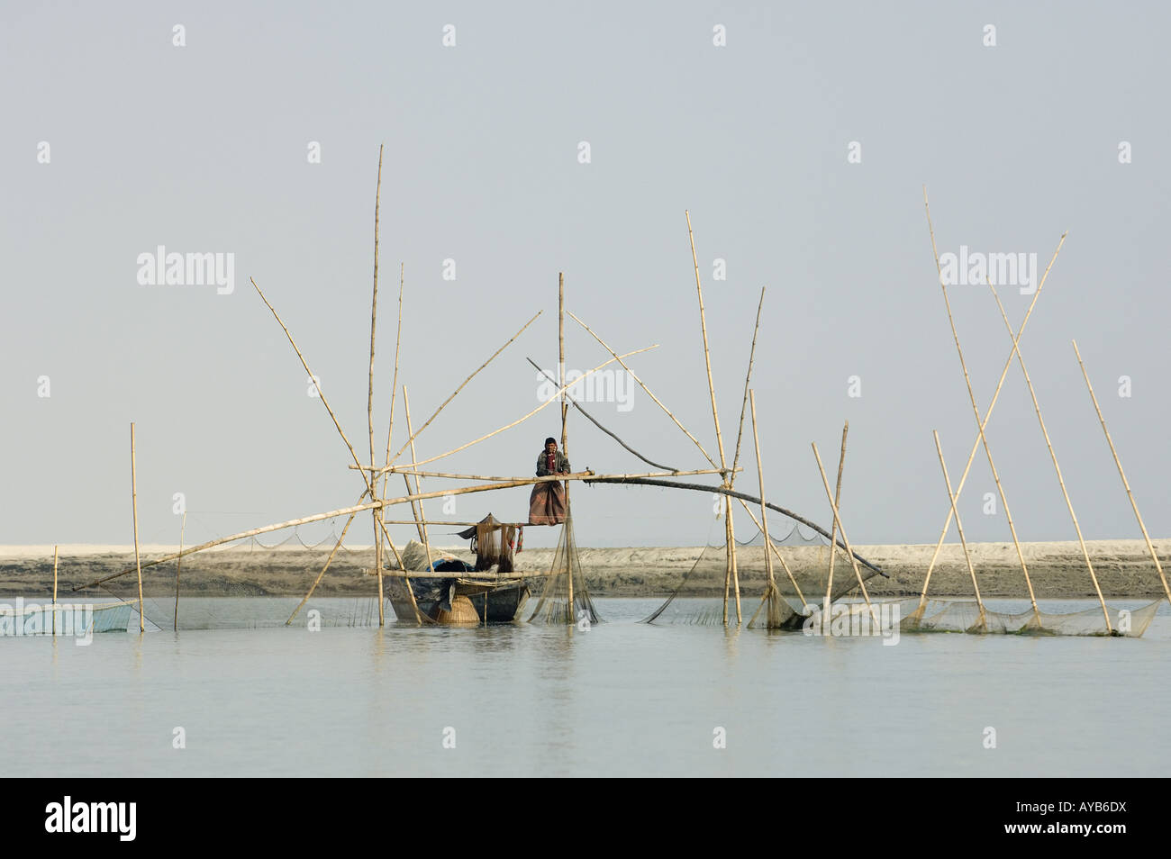 Chinese fishing technique with poles Bangladesh Stock Photo - Alamy