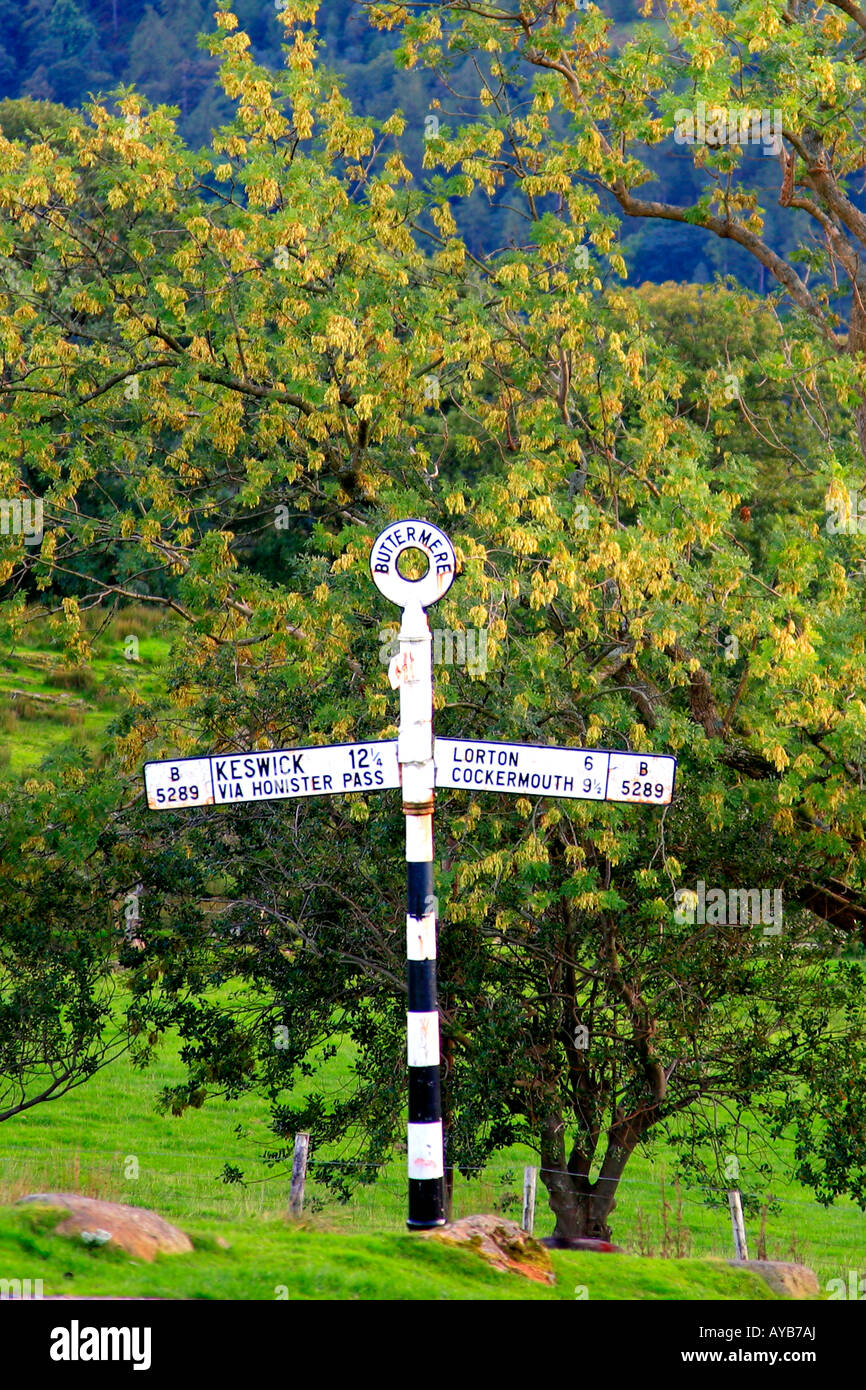 Old Style Metal Road Sign Buttermere Lake District Cumbria England ...
