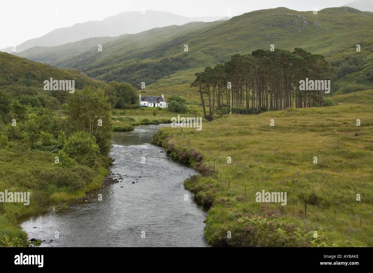 White Cottage Beside River near Loch Eilt in the Highlands of Scotland ...