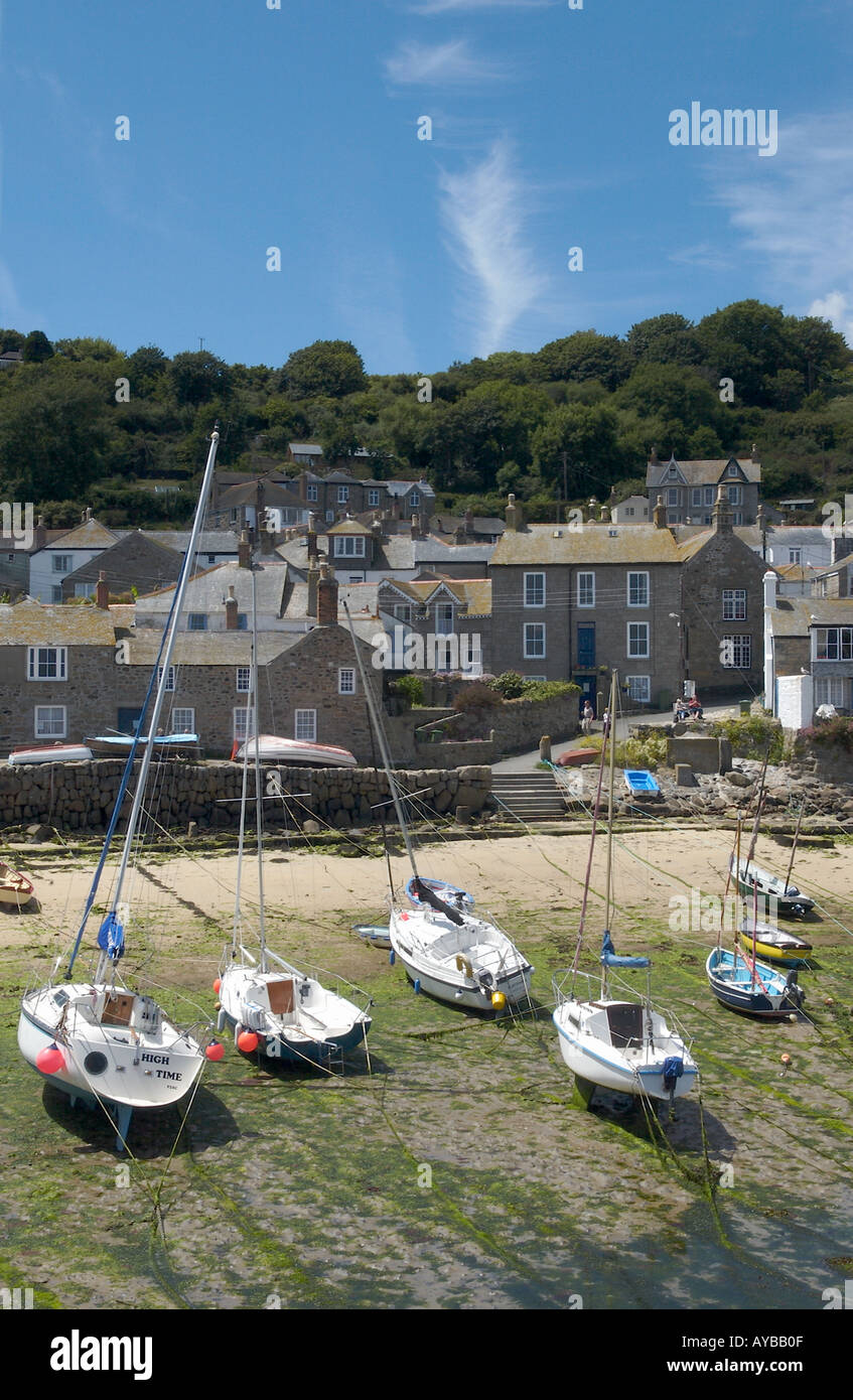 Low tide at Mousehole harbour in Cornwall England UK Stock Photo - Alamy