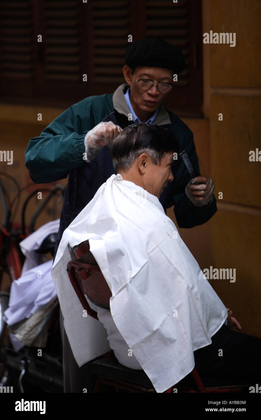Street Barber Hanoi North Vietnam Stock Photo - Alamy