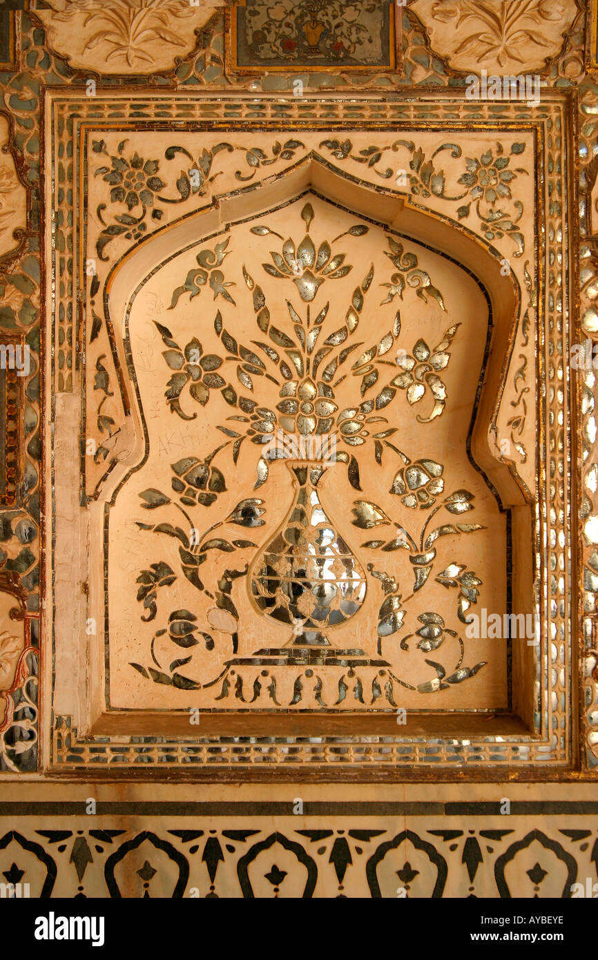 Sheesh Mahal at the Amber Fort, Jaipur, Rajasthan, India Stock Photo ...