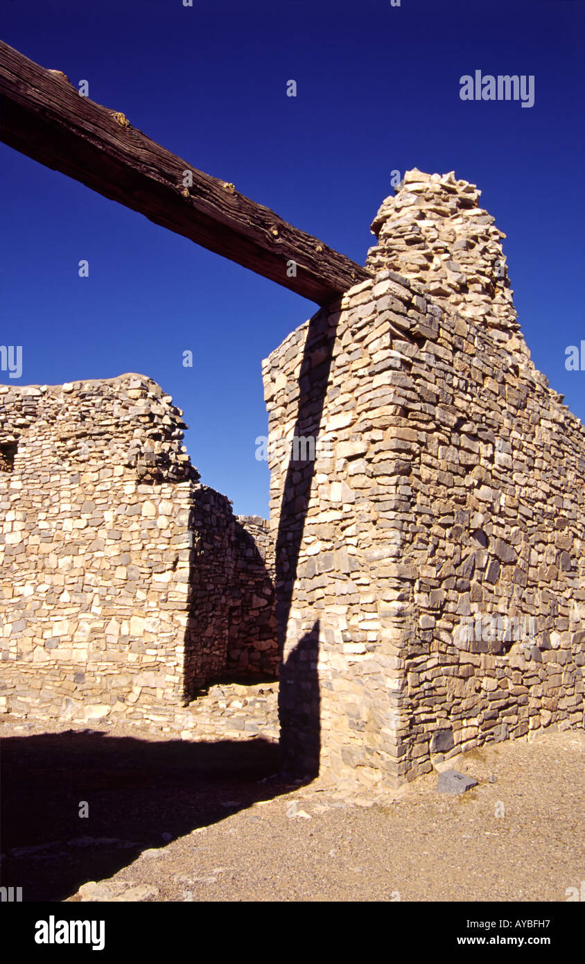 Stone and adobe Spanish church at Gran Quivira Ruins, Salinas Pueblos ...