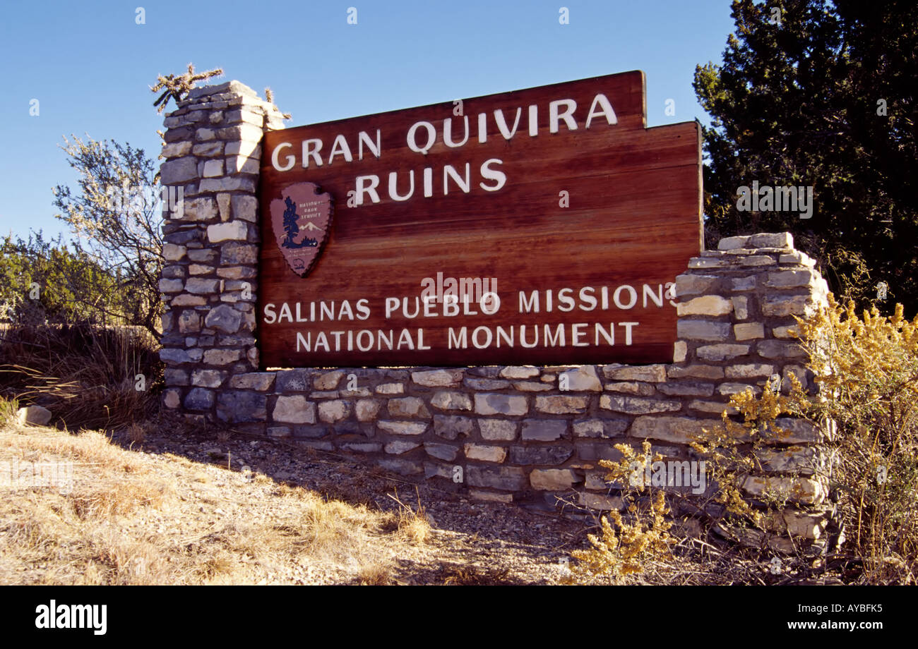 Entrance to Gran Quivira Ruins, largest of the Salinas pueblos, Salinas ...