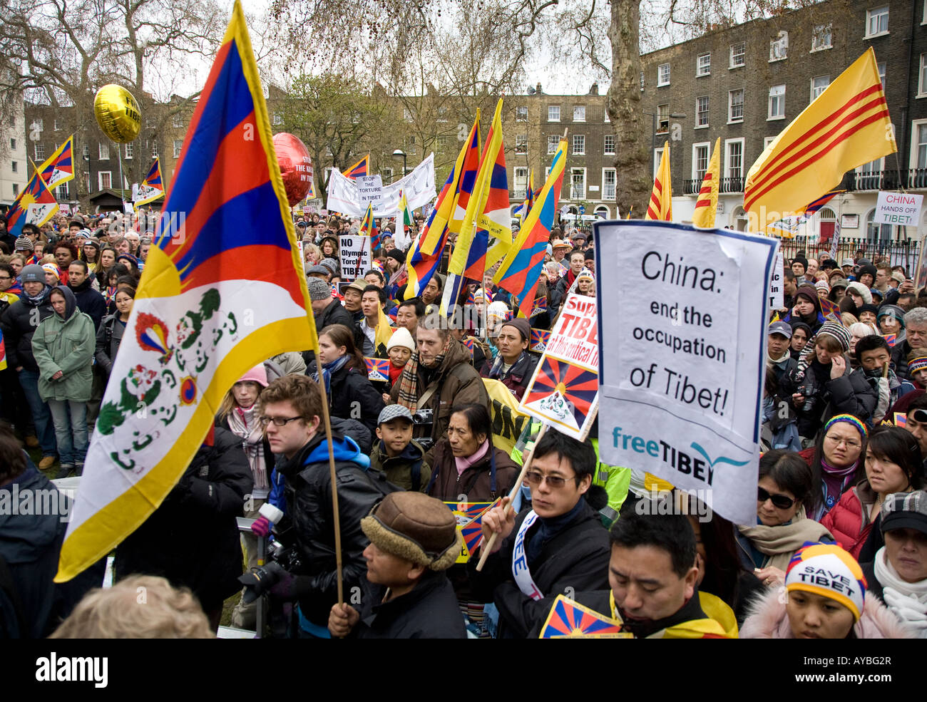 Tibetan Protesters At The Free Tibet Demo Against The Chinese Olympics ...