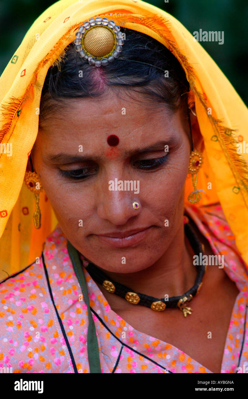 Rajasthani woman in the Sadar bazaar at Pushkar, Rajasthan, India Stock ...