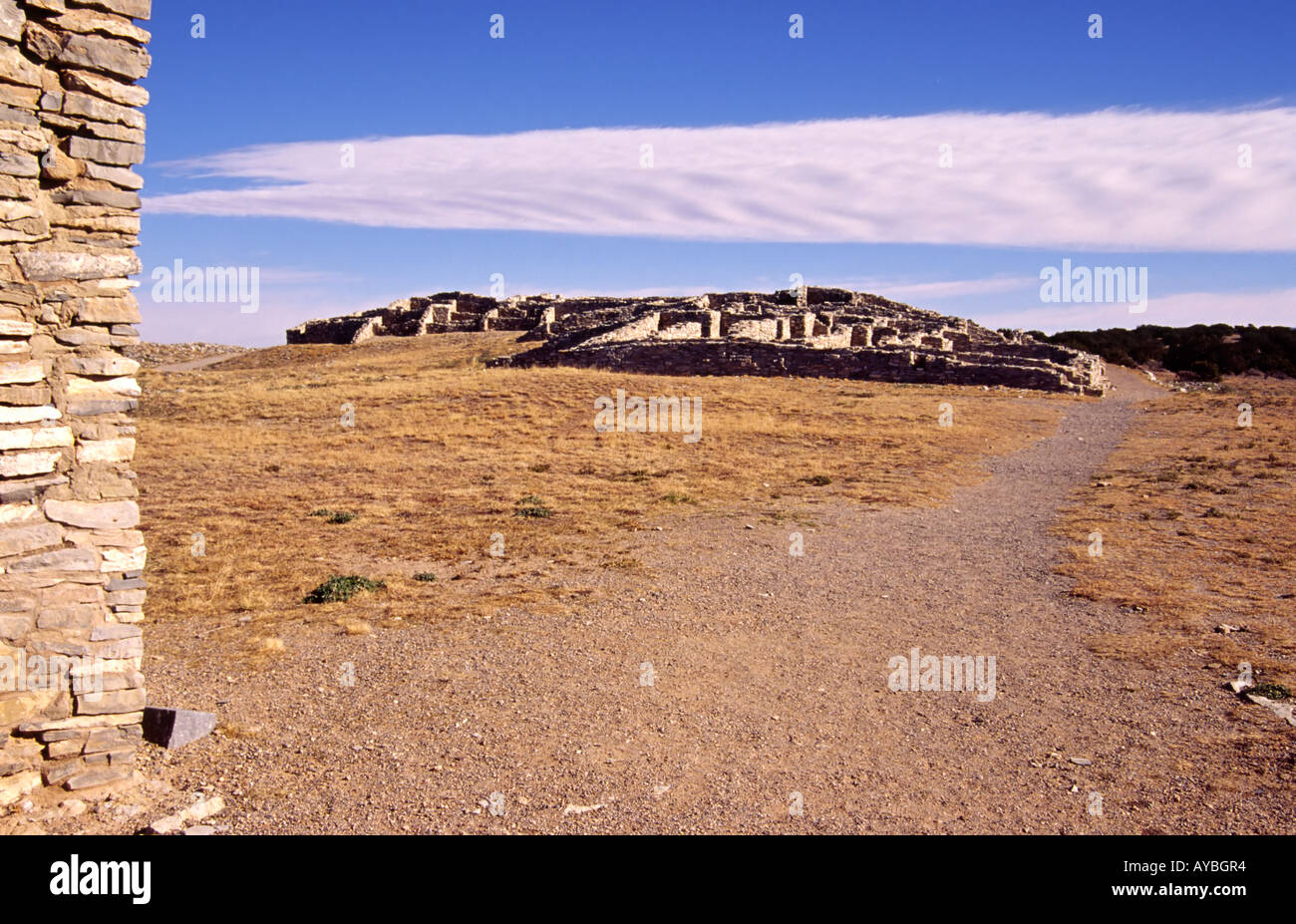 Stone and adobe homes of ancient Anasazi pueblo culture, at Gran ...