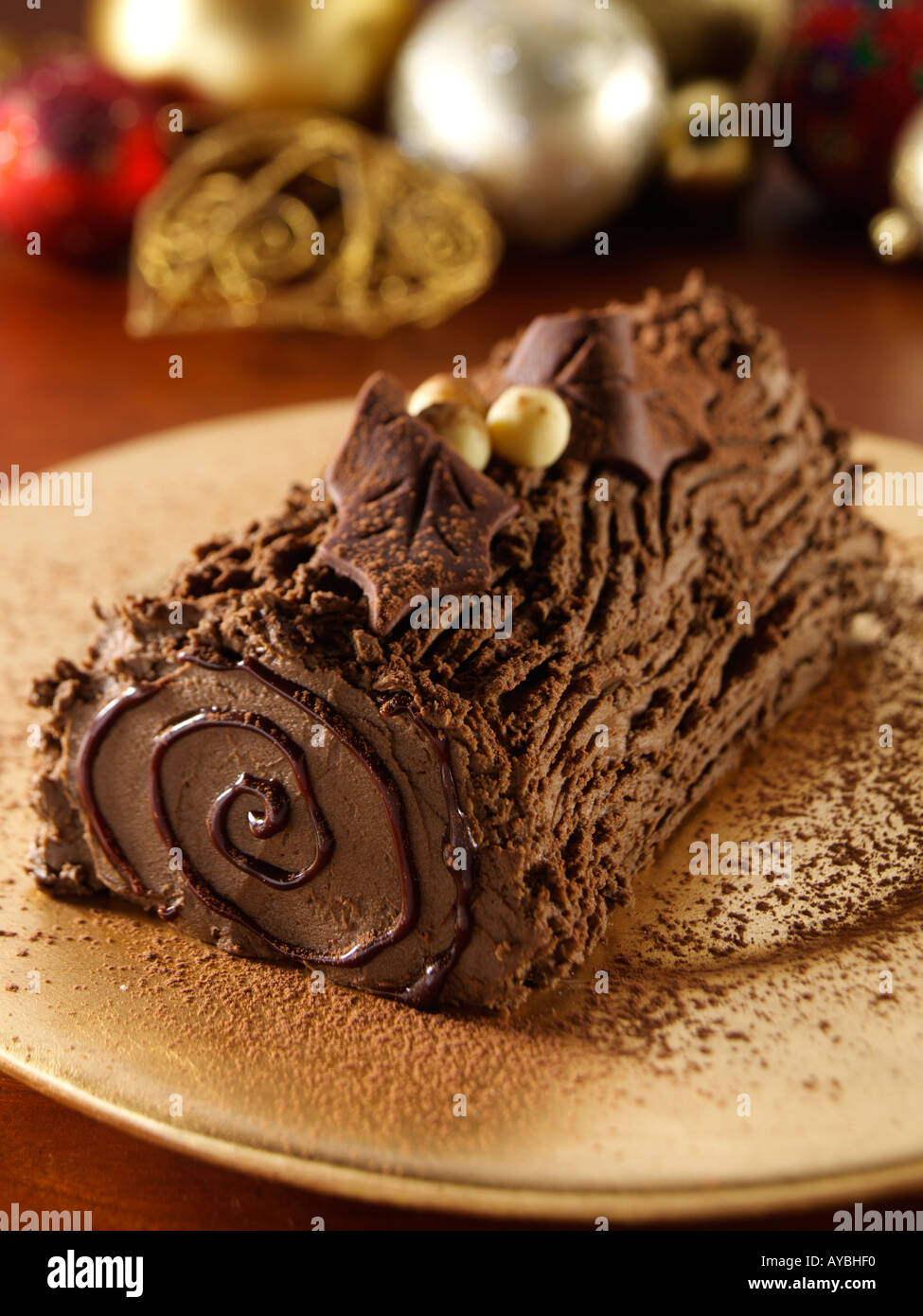 Christmas chocolate log Stock Photo - Alamy