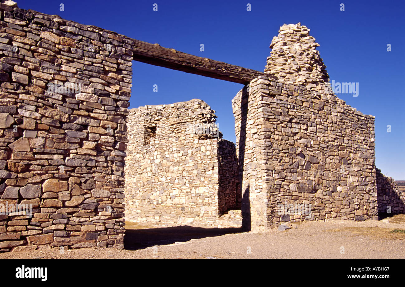 Stone and adobe Spanish Catholic church at ancient Anasazi pueblo of ...