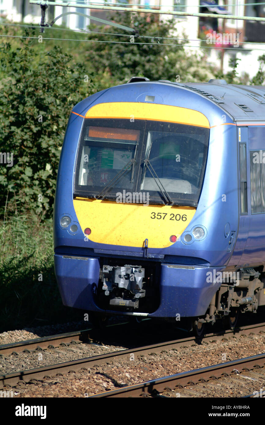 C2C class 357 train at speed Southend on Sea to London train service ...