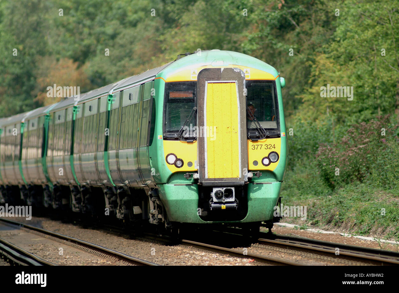 South Central Class 377 train travelling through the british ...