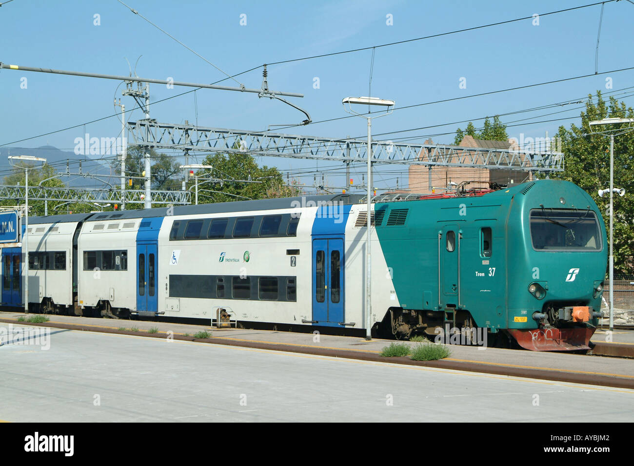 Double decker train at SMN railway station Florence Italy Stock Photo ...