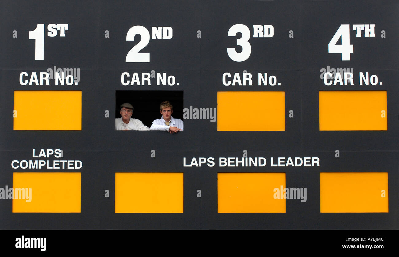 Goodwood Revival 2006 Stewards peer out from the race track lap board ...