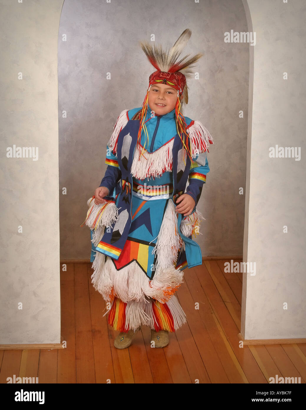 Native boy in his Powwow costumes in Moose Jaw Saskatchewan Stock Photo ...