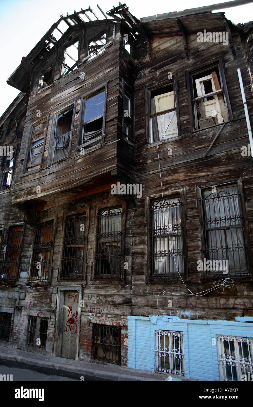Wooden poor delapidated protected tumble down poverty housing homes ...
