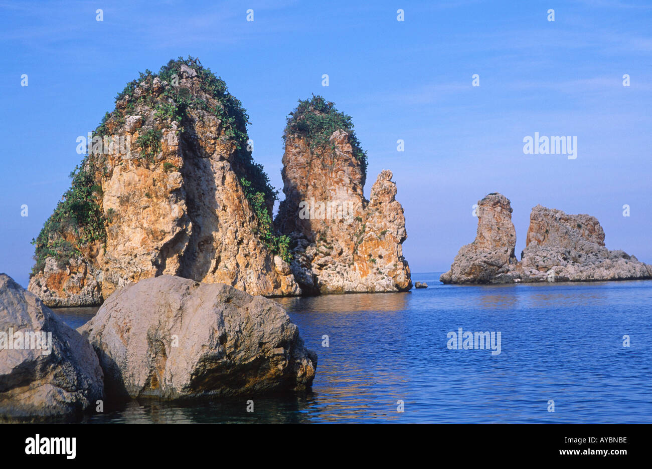Limestone sea stacks Tonnara Scopello Sicily Italy Stock Photo - Alamy