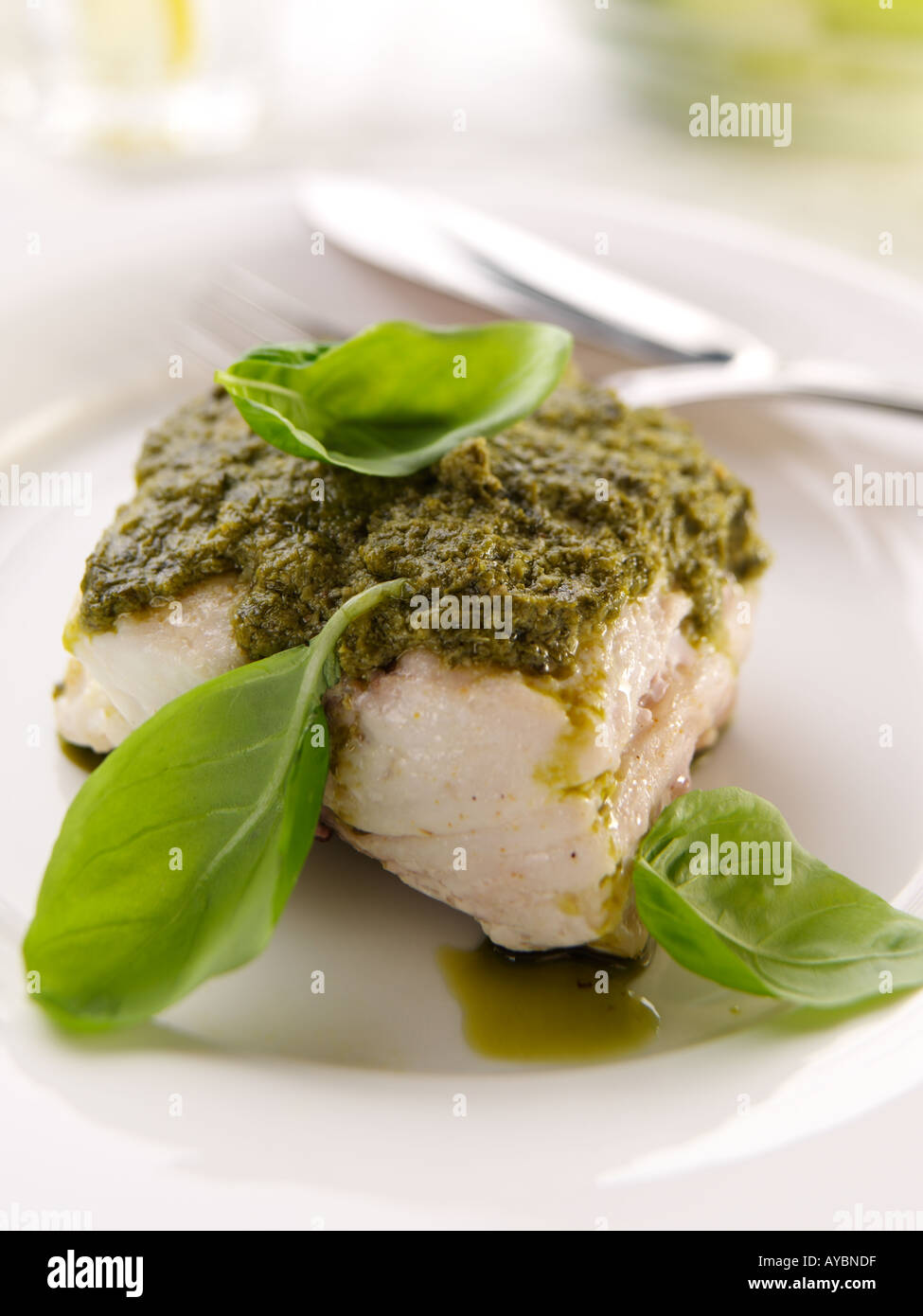Individual portion fish pesto sauce hi-res stock photography and images ...