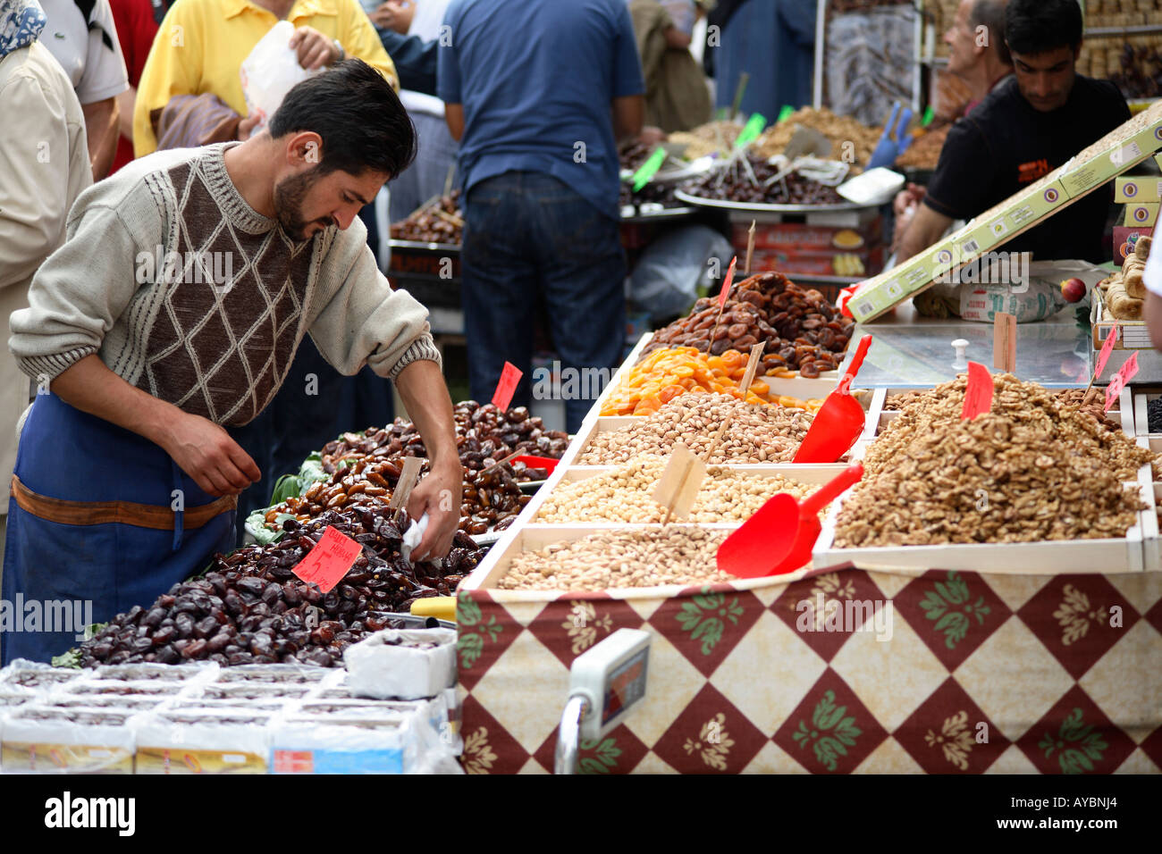 Stallholder in the Spice Bazaar. Eminonu, Istanbul, Turkey Stock Photo ...