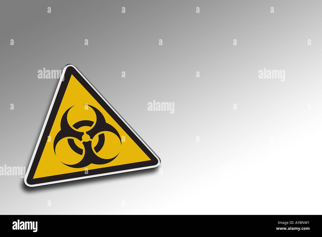Biohazard warning sign over gradient background including clipping path ...