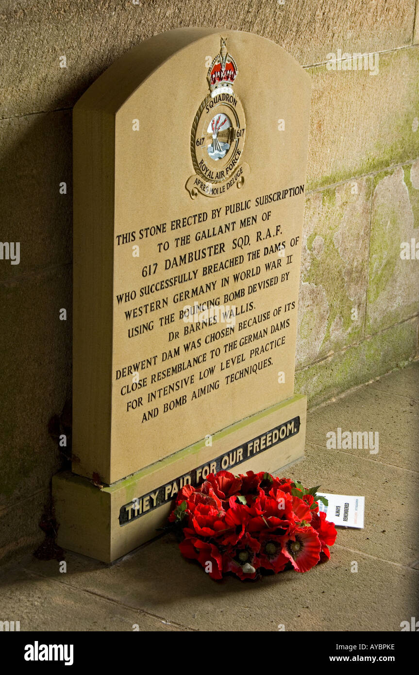 Memorial to the Dambusters of 617 Squadron, Derwent Dam, Derwent ...