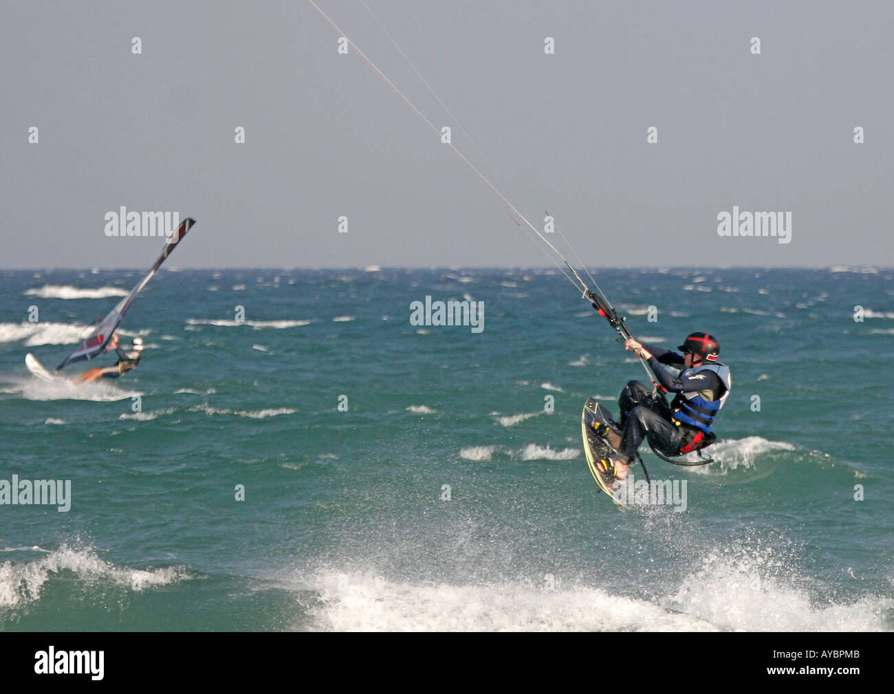 Kite surfer jumping, Canet Plage, France Stock Photo - Alamy