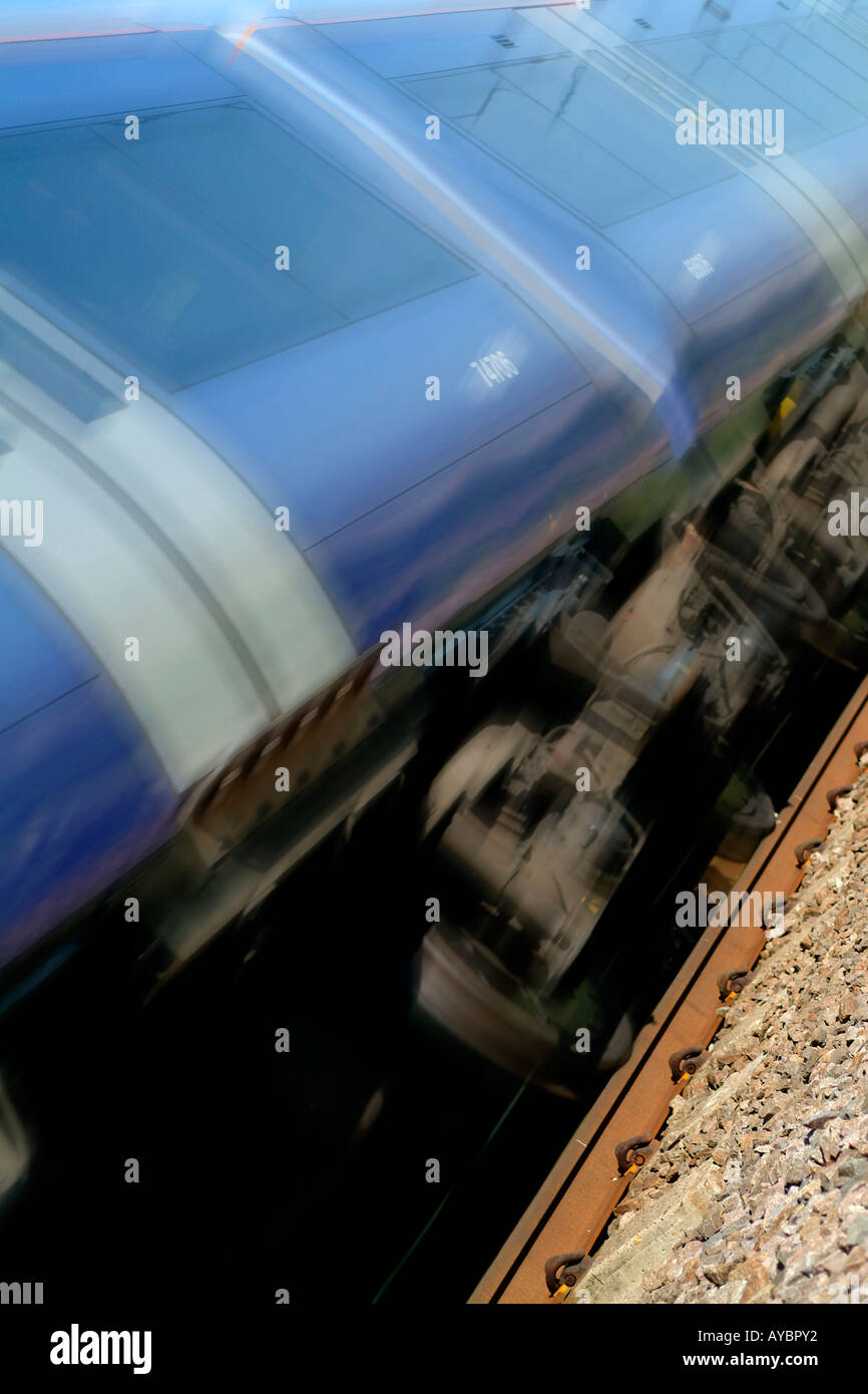 C2C train travelling at speed on the Southend on Sea to London train ...