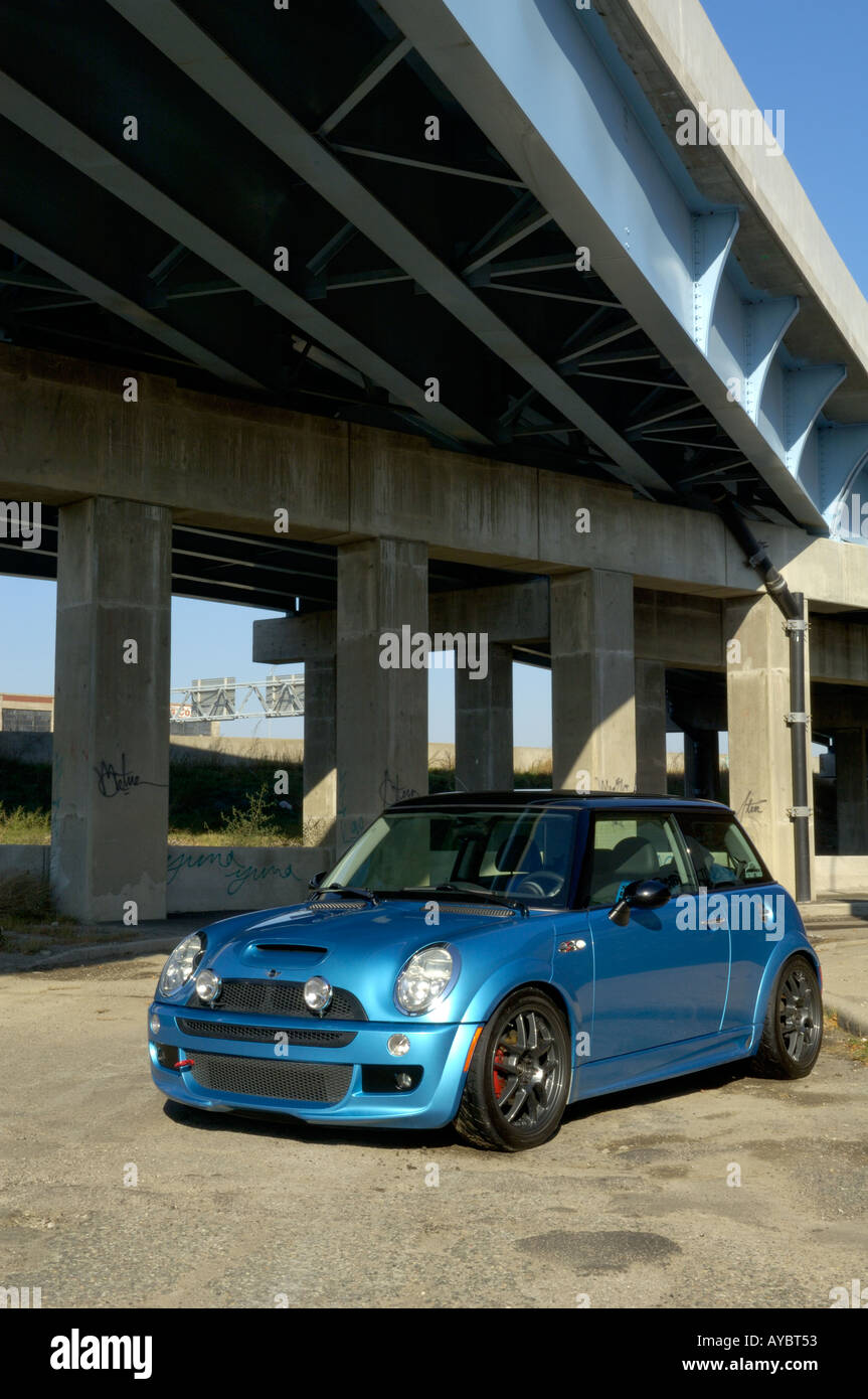 Customized MINI Cooper S parked on a street in Detroit Michigan Stock ...