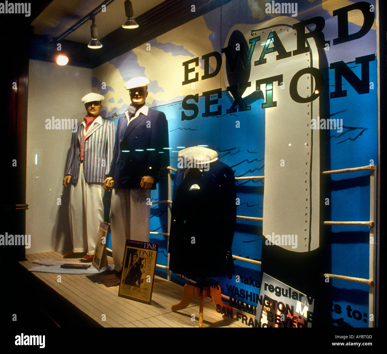 Window display of mens attire in Savile Row bespoke tailors shop Edward ...