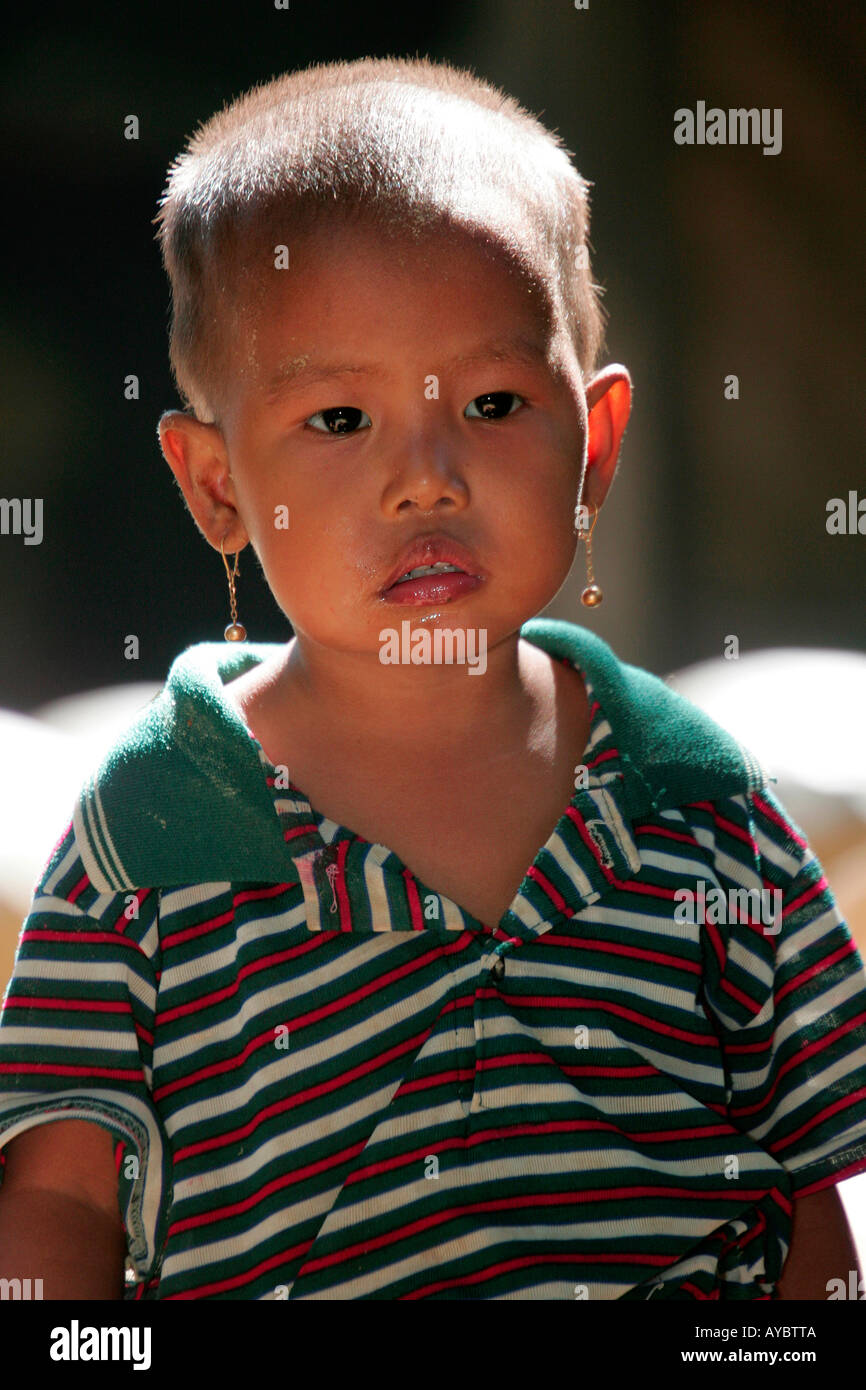 Burmese child in the village of Yandabo on the banks of the Irrawaddy ...