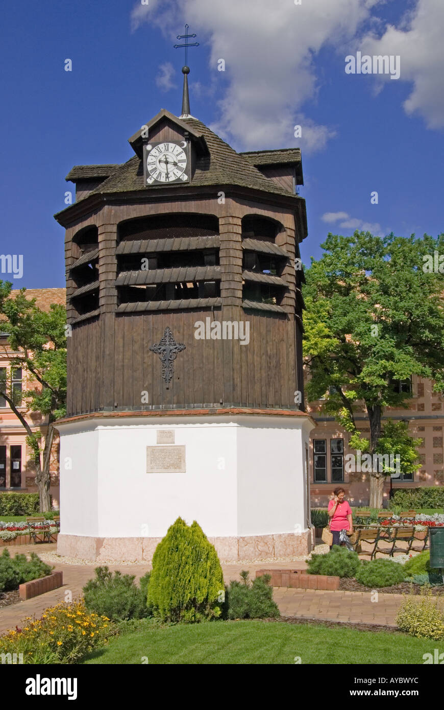 Tata, Northern Transdanubia, Hungary. Octagonal wooden Clock Tower ...