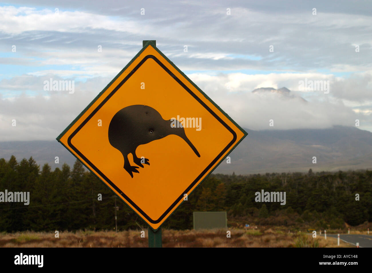 Kiwi Crossing road sign by Queenstown New Zealand Stock Photo - Alamy