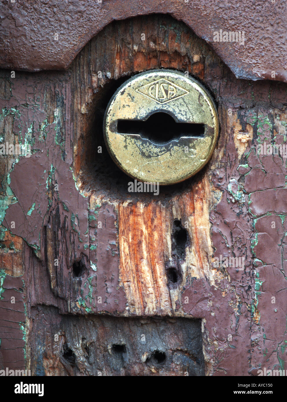 Old lock in the entrance door Stock Photo - Alamy