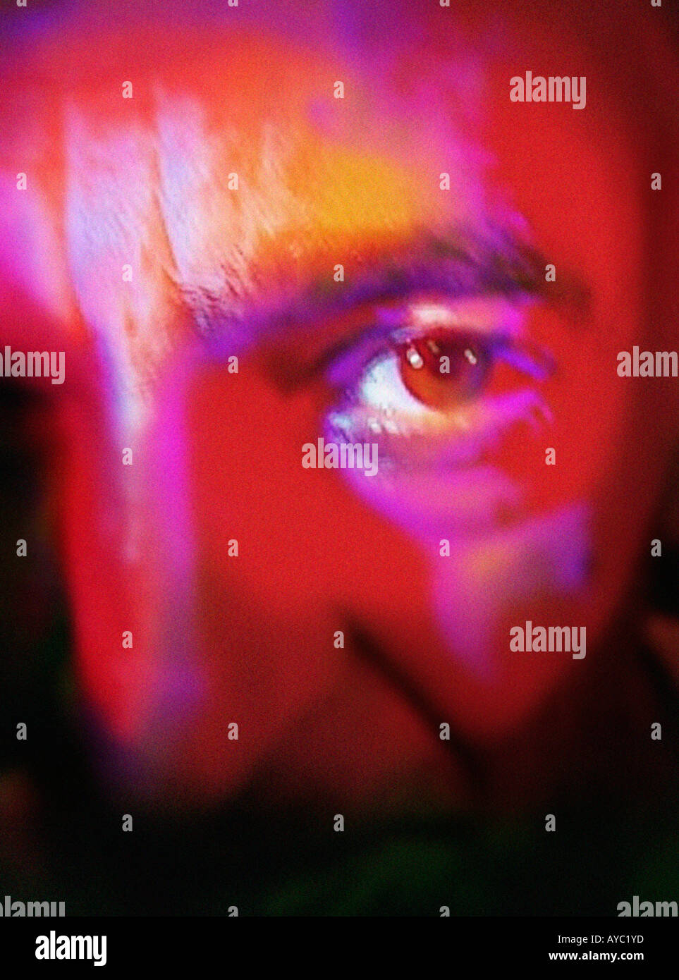 STRANGE THREATENING SINISTER MALE FACE WITH STARING EYE EYES Stock ...