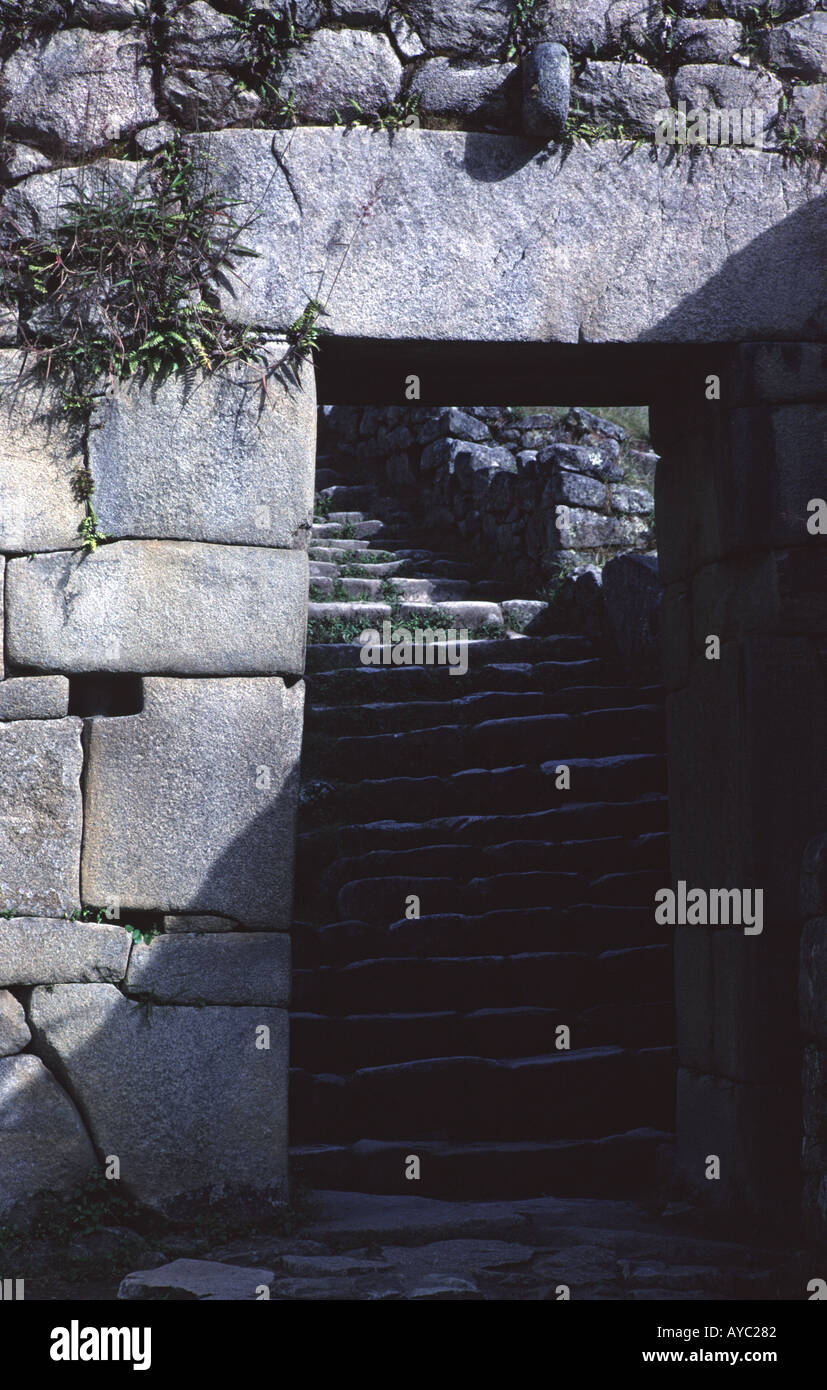 Stone doorway and staircase Machupicchu Peru Stock Photo - Alamy