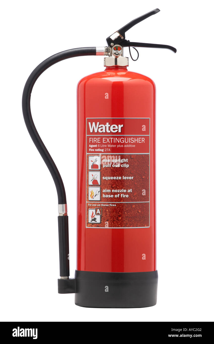 RED WATER FIRE EXTINGUISHER ON WHITE BACKGROUND Stock Photo - Alamy
