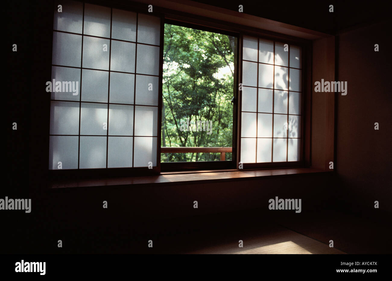 Shoji Windows and Trees Stock Photo - Alamy
