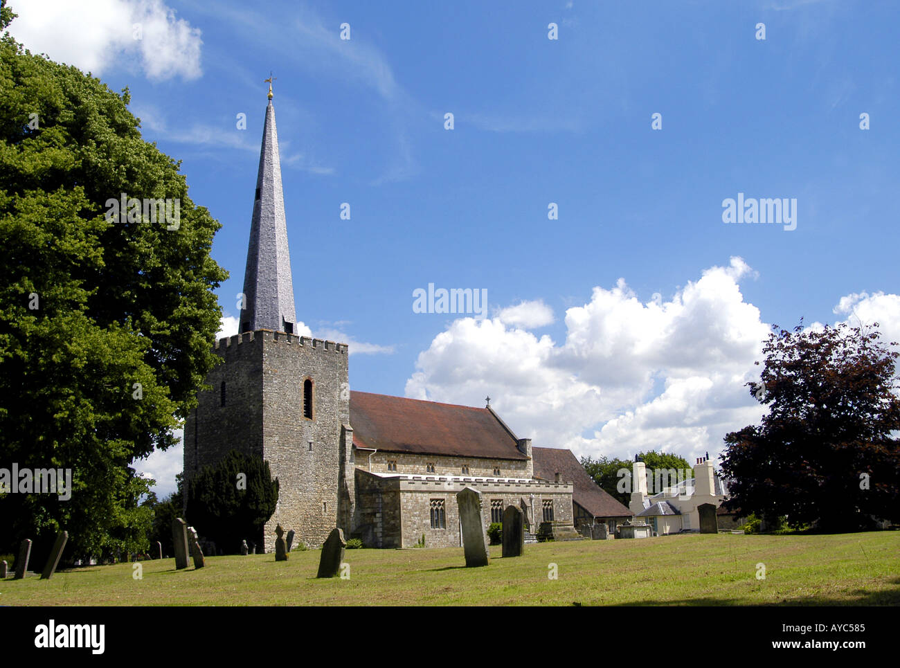 Church of St Mary the Virgin West Malling Kent with its Norman tower ...