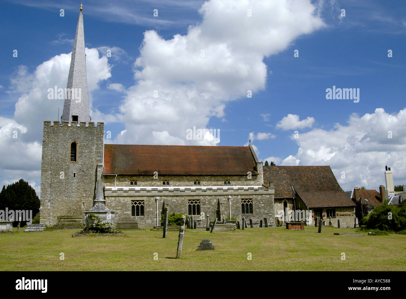 Church of St Mary the Virgin West Malling Kent with its Norman tower ...
