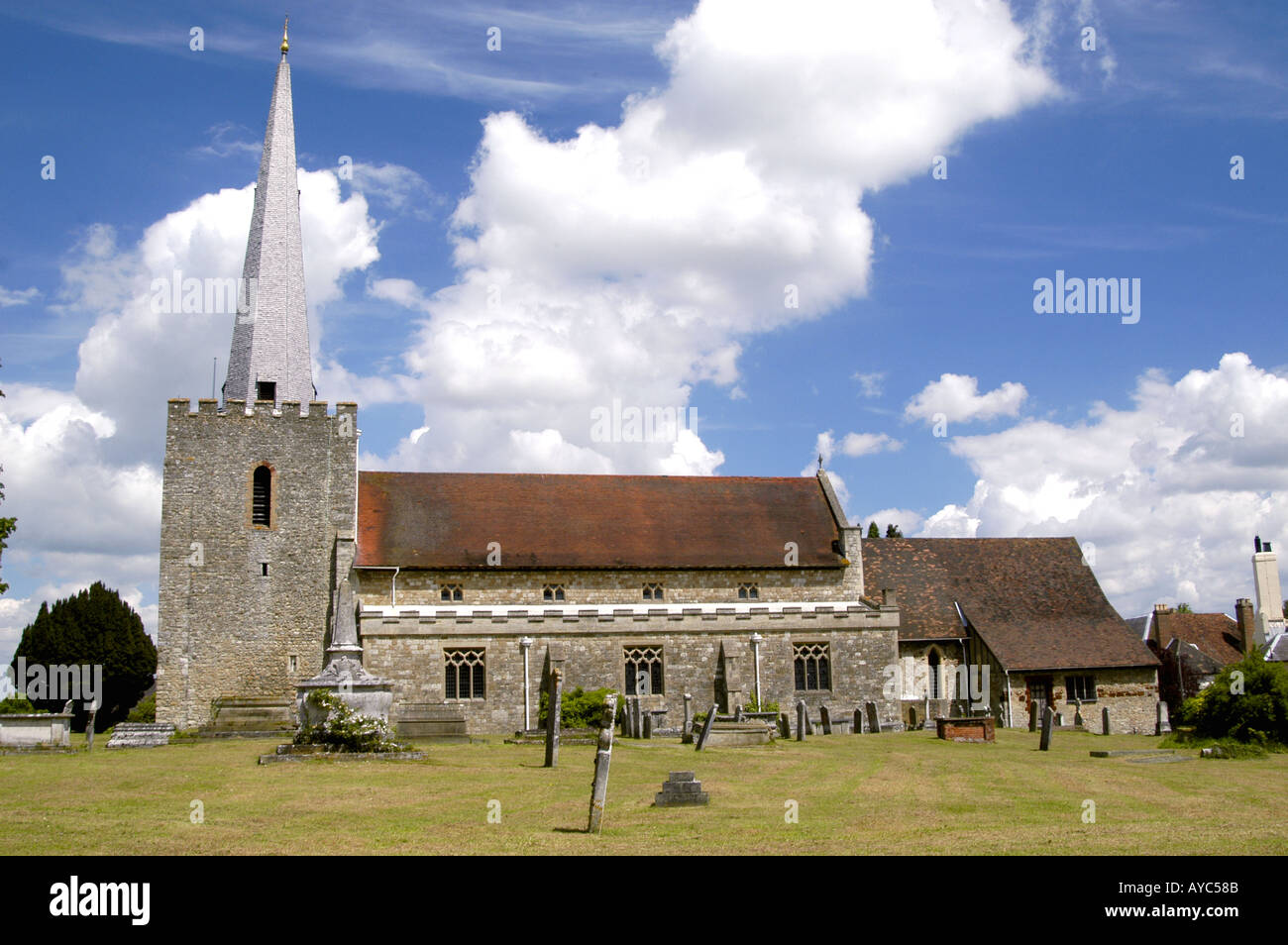 Church of St Mary the Virgin West Malling Kent with its Norman tower ...
