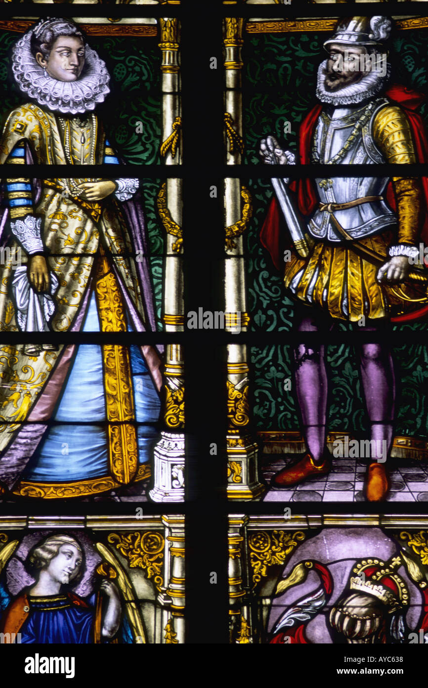 Belgium Bruges Holy Blood Basilica stained glass window Stock Photo - Alamy