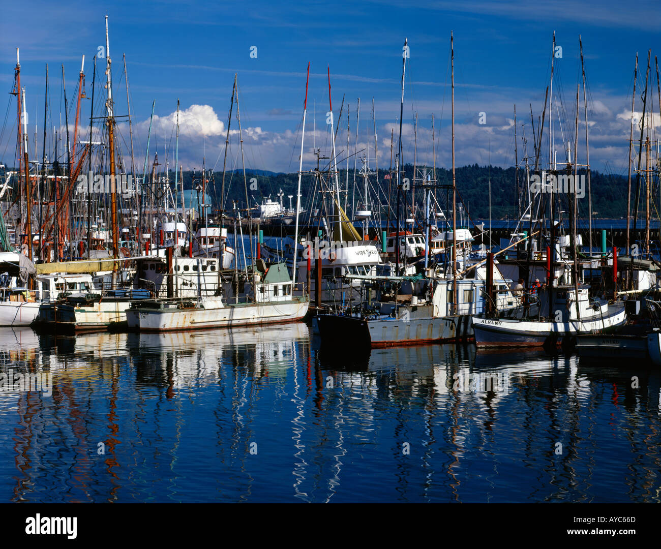 Commercial fishing harbor and small boat marina in Newport on the ...