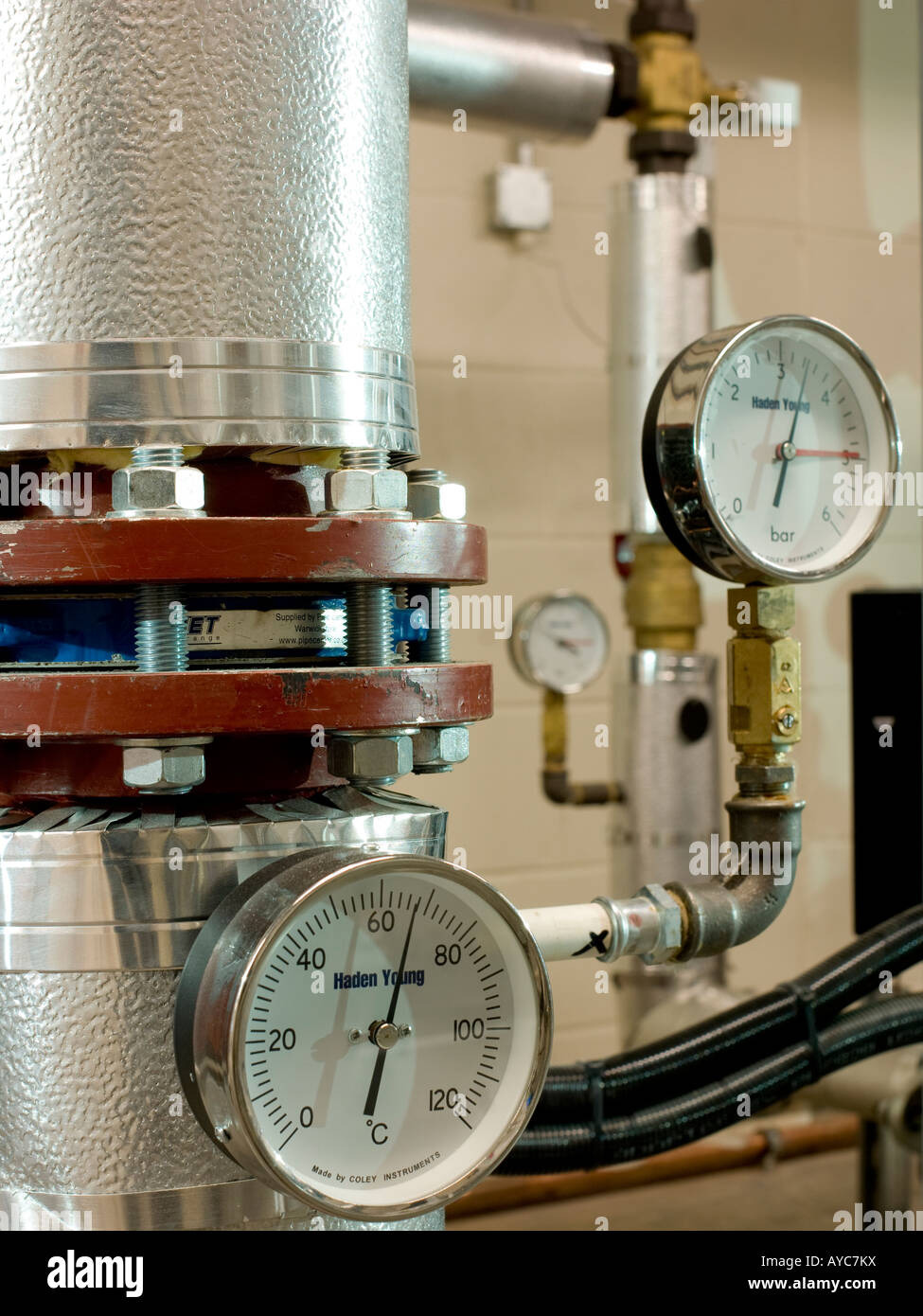 Pressure gauge for heating system Stock Photo - Alamy
