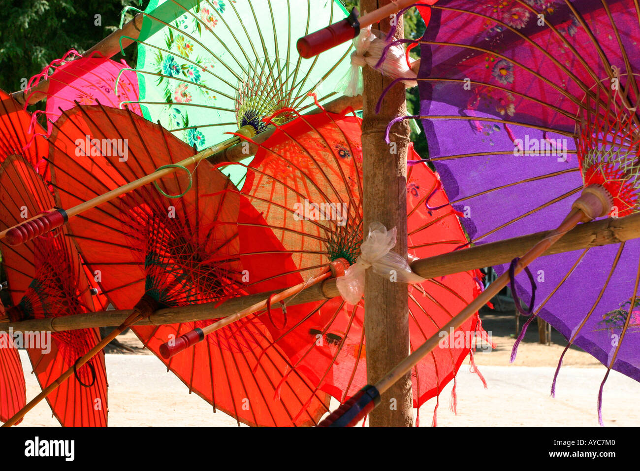 Myanmar burma burmese umbrellas parasols hi-res stock photography and ...