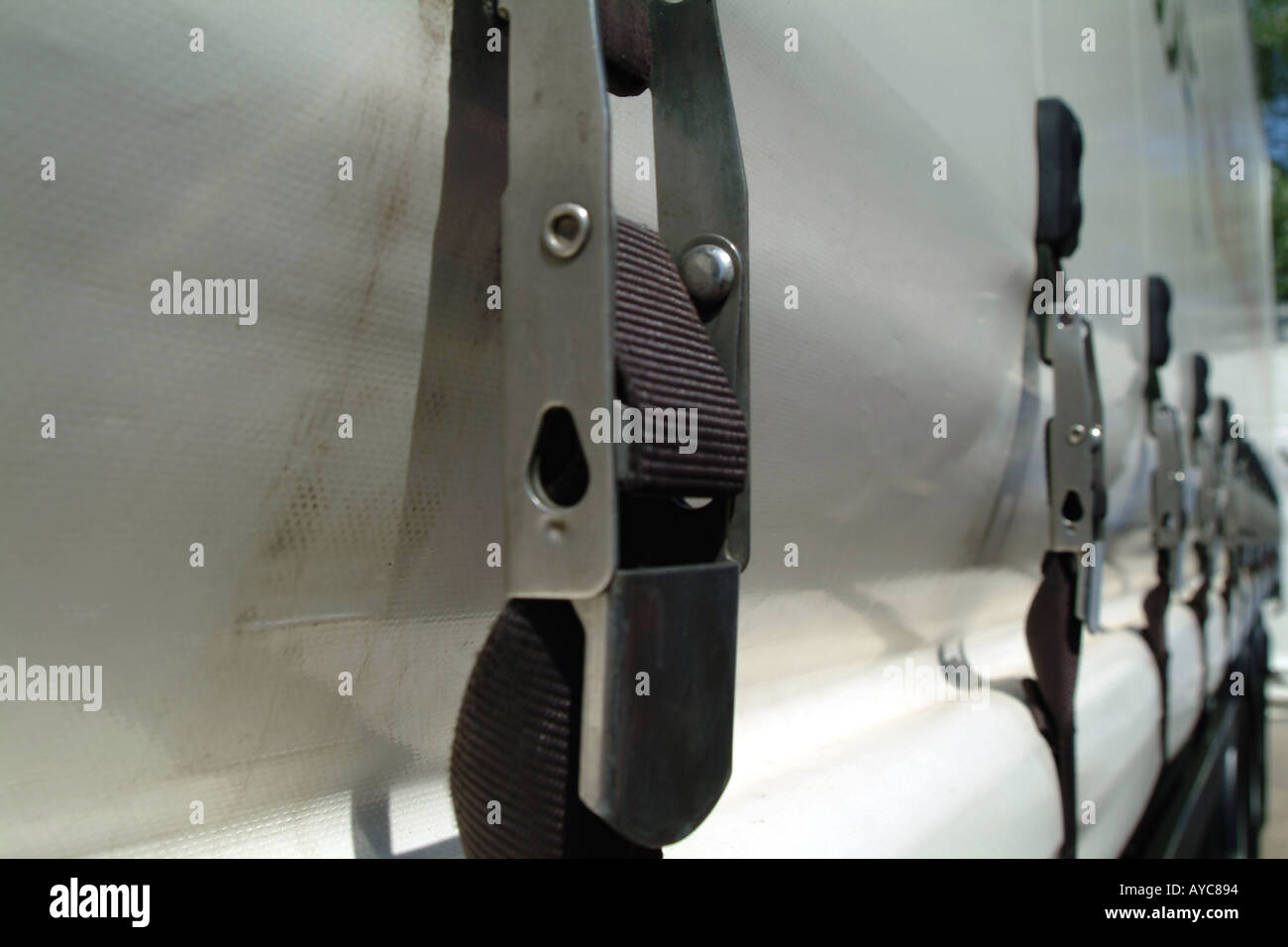 Trailer curtain buckle Stock Photo - Alamy